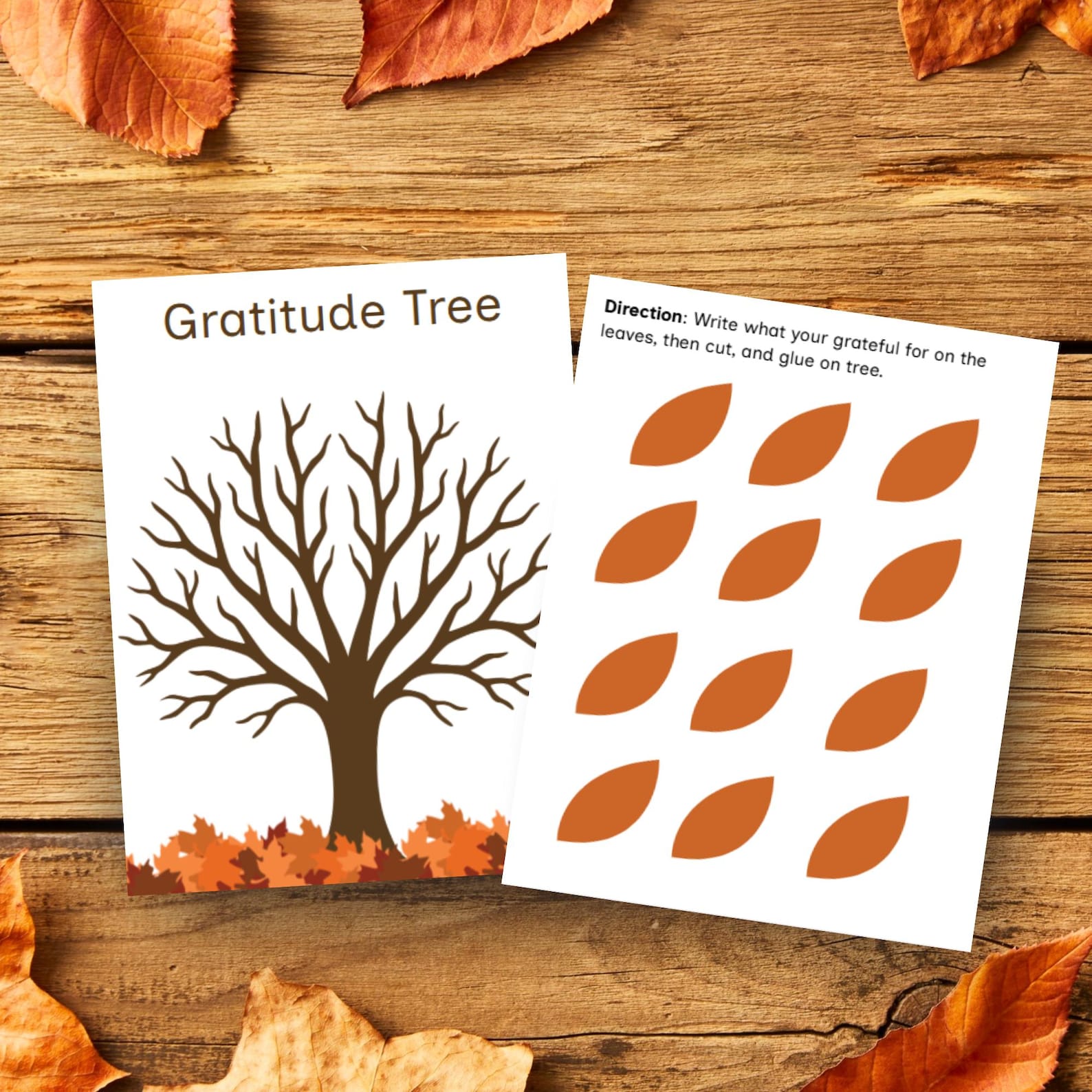 Printable Gratitude Tree Craft for Kids: Thankful Tree With Leaves ...