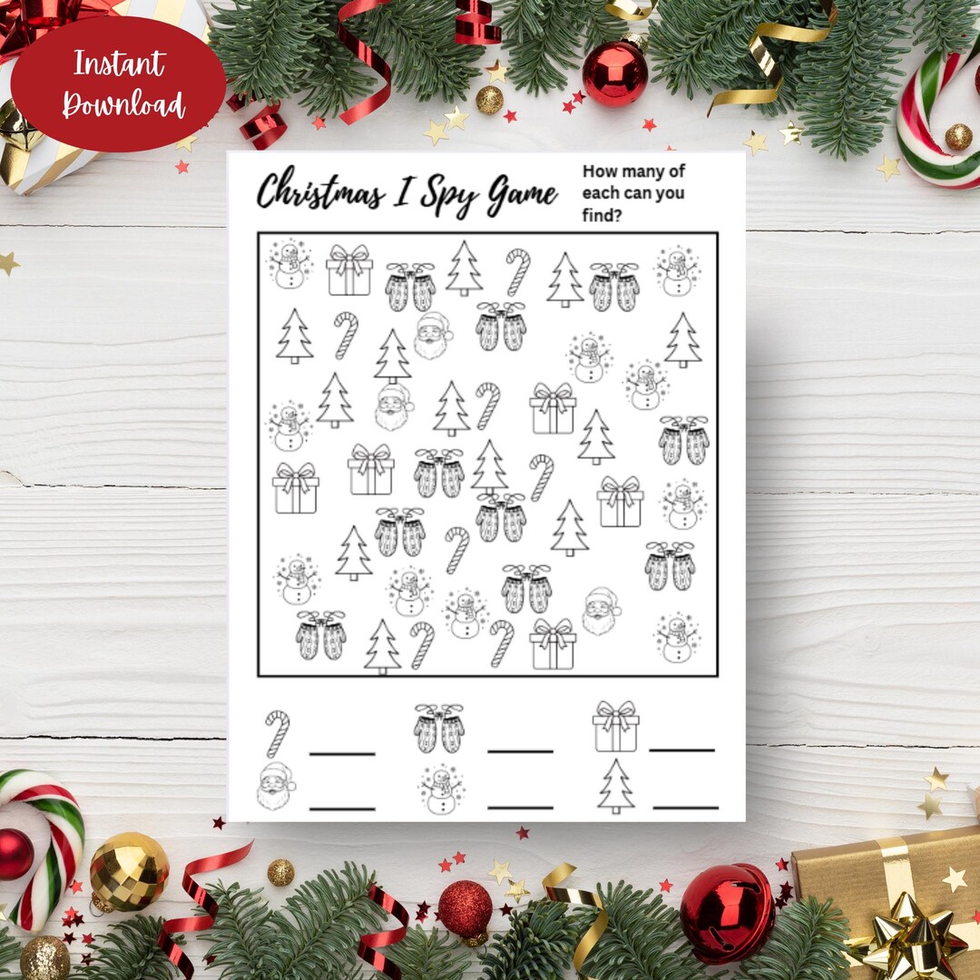 I Spy Christmas: Holiday Printable Activity for Kids, Homeschool and ...