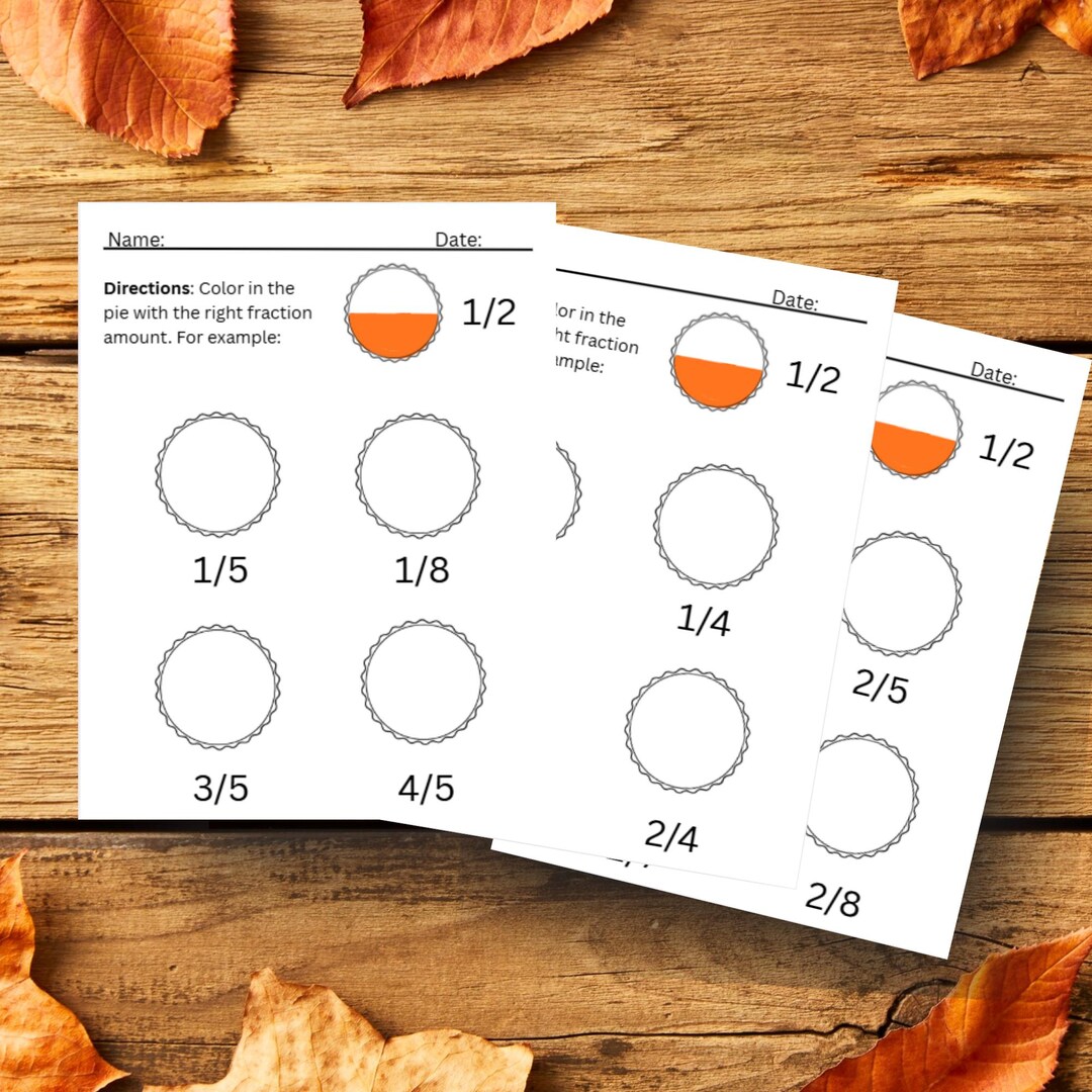 Printable Pie Fraction Worksheets for Kids: Math Activities, Fraction ...