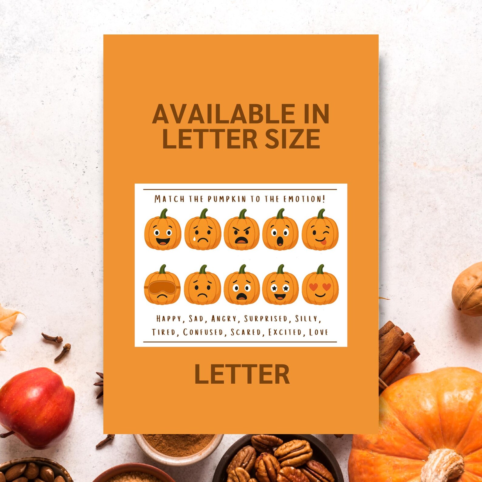 Match the Pumpkin to the Emotion Worksheet, Thanksgiving/fall Feelings ...