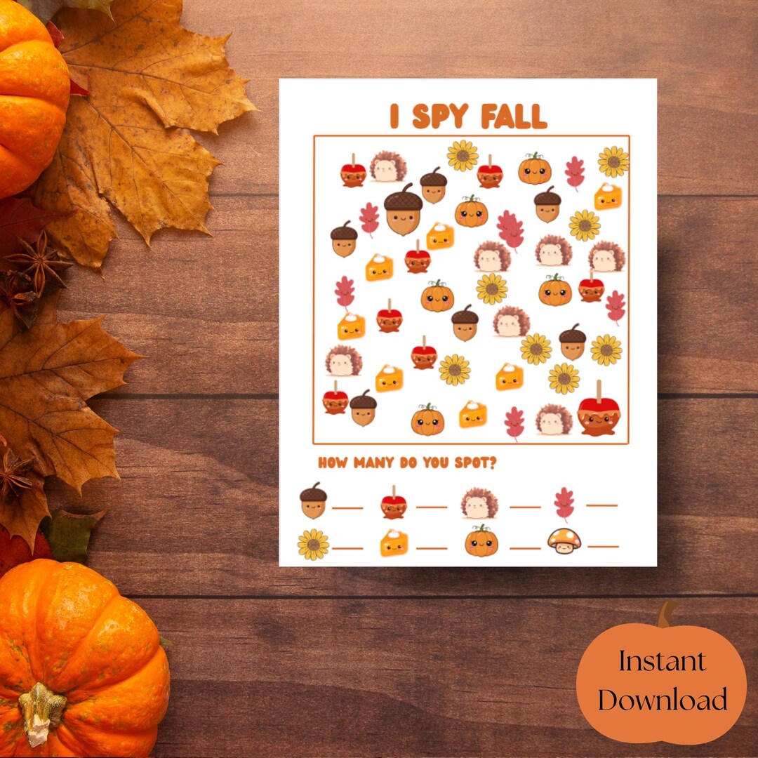 I Spy Fall Activity: Printable Autumn Worksheet for Kids (PDF) - Etsy