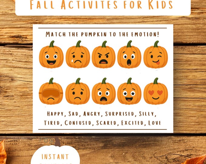Match the Pumpkin to the Emotion Worksheet, Thanksgiving/fall Feelings ...
