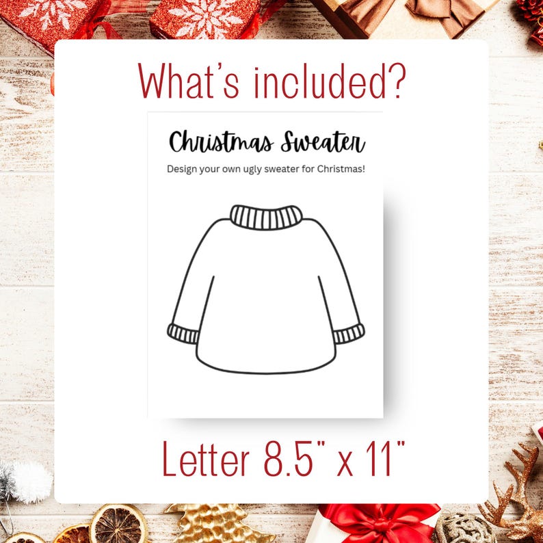 Design a Sweater Worksheet: Ugly Christmas Sweater Craft, Winter ...
