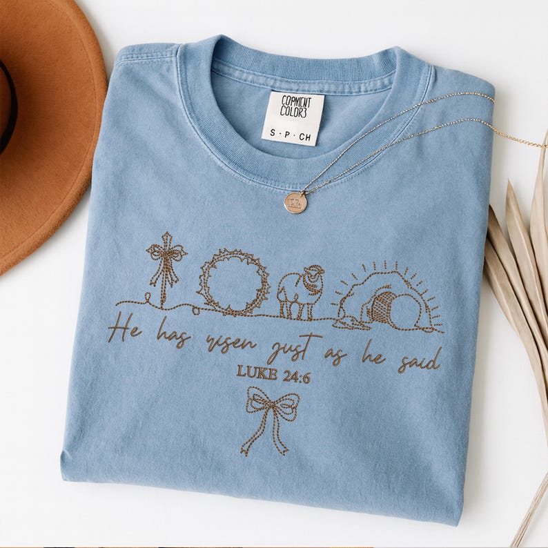 He is Not Here He Has Risen Embroidery Design, Matthew 28:6, Vintage ...