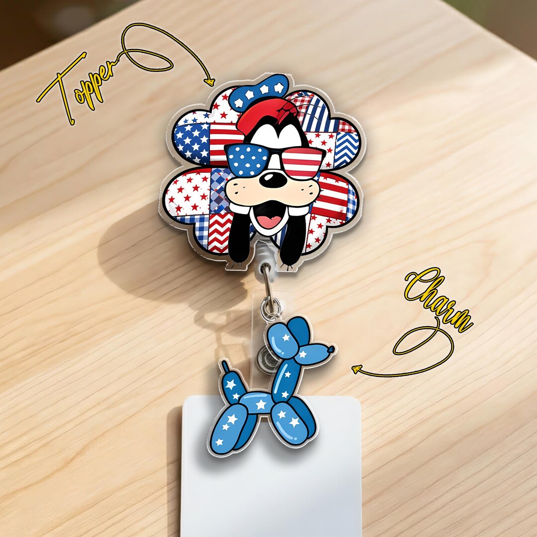 Goofy Patriotic Badge Reel American Flag Bow, 4th of July Nurse ID ...