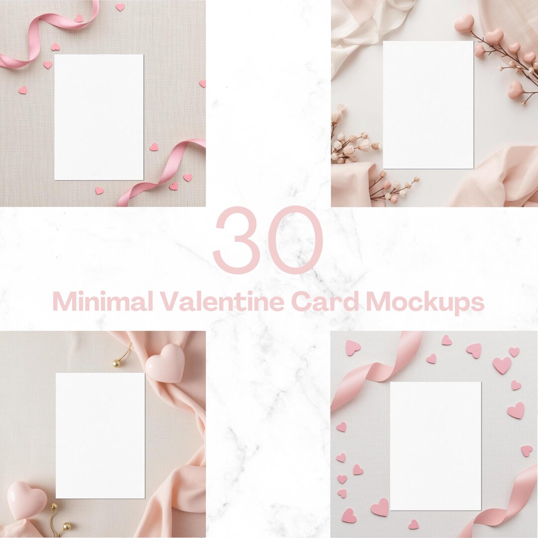 30 Minimal Valentine Card Mockups | Flat Lay Bundle - Etsy