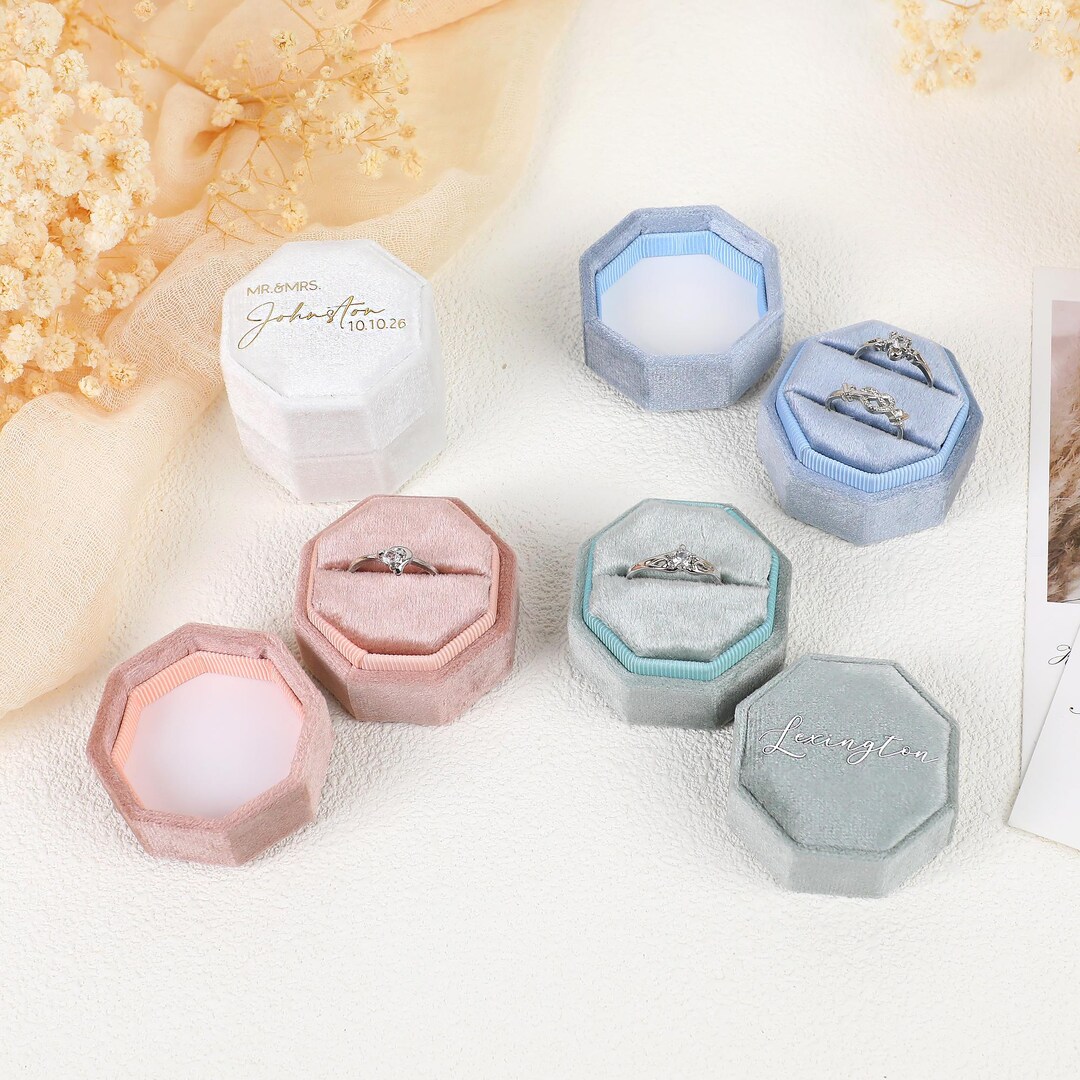 Custom Velvet Ring Box | Custom Engagement Ring Box | Wedding Gift ...