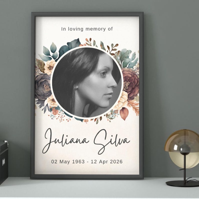 Custom Funeral Memorial Sign With Photo, Printed Funeral Sign on Canvas ...