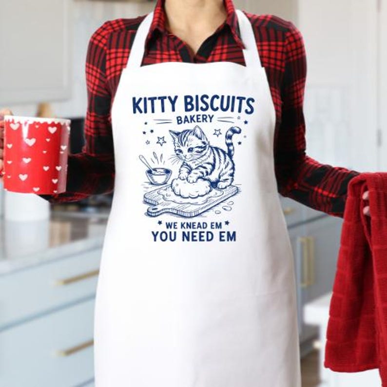Funny Kitty Biscuits Bakery Apron, Baking Cat Chef Apron - Etsy