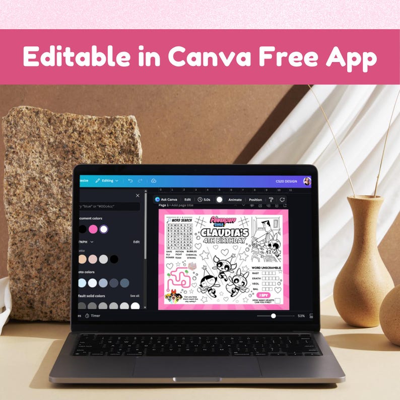 Editable Powerpuff Girls Activity Placemat Sheet, Personalized Girls ...