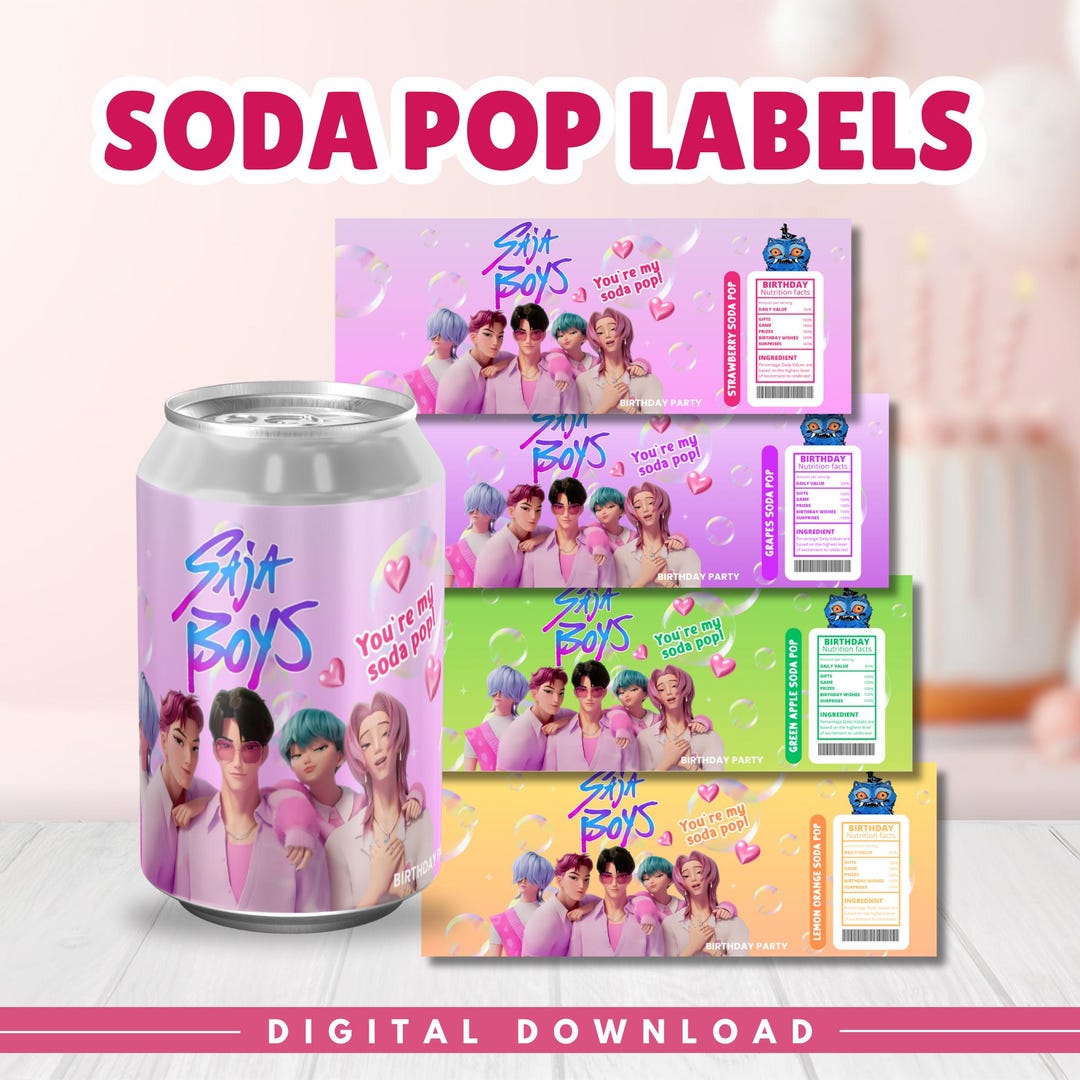 Kpop Demons Hunter Printable | Saja Boys Soda Can Labels | 4 Color Soda ...