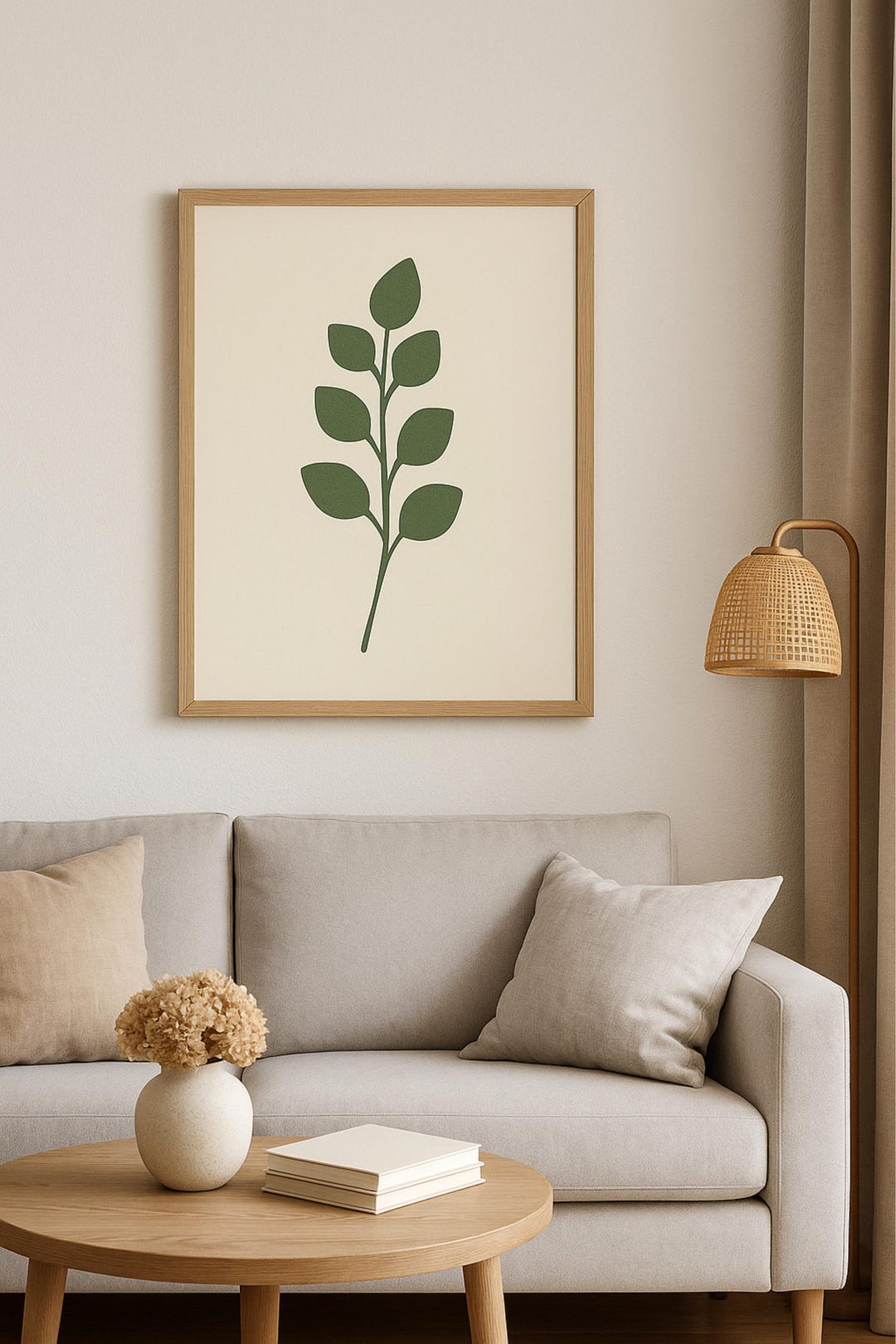 Botanical Wall Art Poster, Green Leaf Print, Minimal Plant Artwork ...