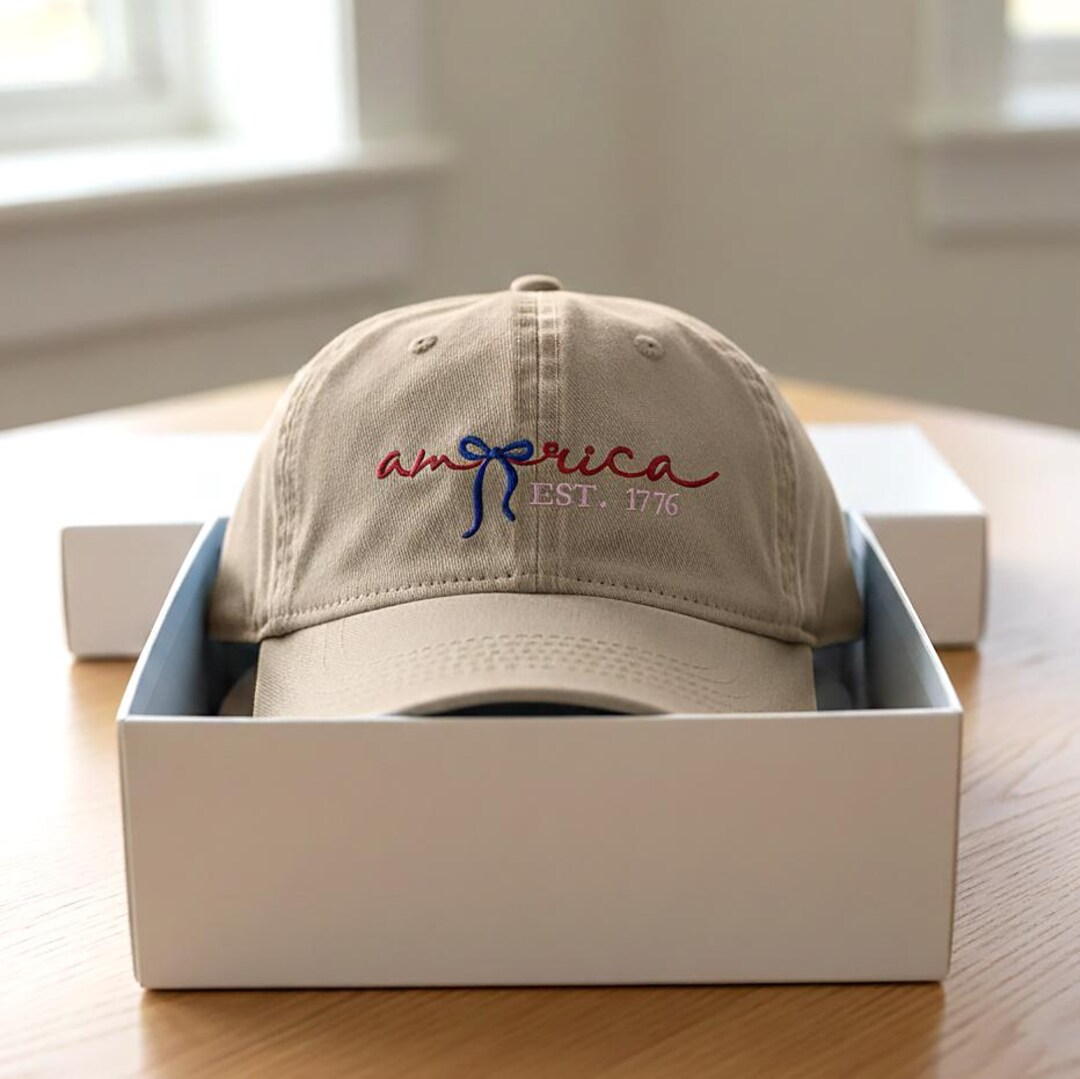 Patriotic Bow Embroidered Hat, America Est 1776 Dad Cap, 4th of July ...