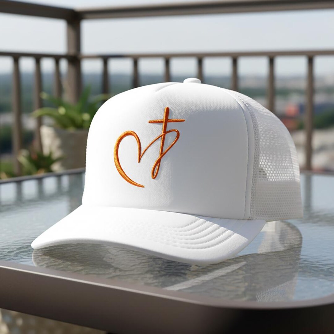 Embroidered Heart and Cross Hat, Minimalist Religious Trucker Cap ...