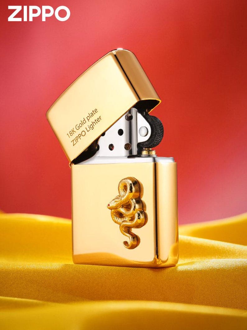 Zippo Nice Snake 18k Gold Plate Asian Market - Etsy