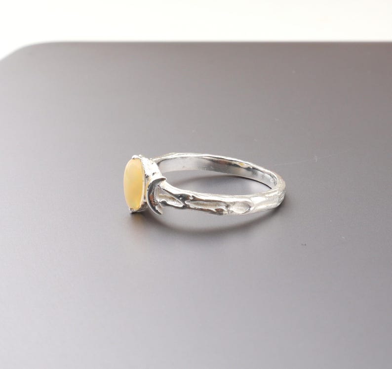 Natural Ethiopian Opal Marquise Ring, Sterling Silver Triple Moon ...