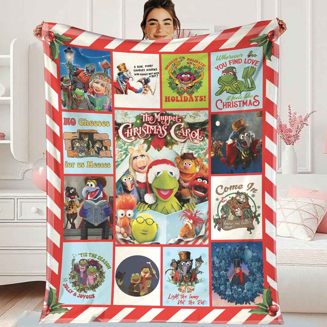 The Muppet Christmas Carol Characters Blanket, Kermit the Frog Fleece ...