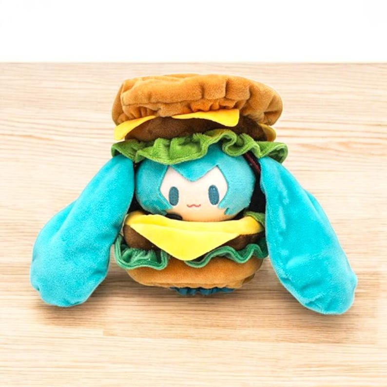 Hatsune Miku Burger Plush Toy – Cute Transformable Vocaloid Doll With ...