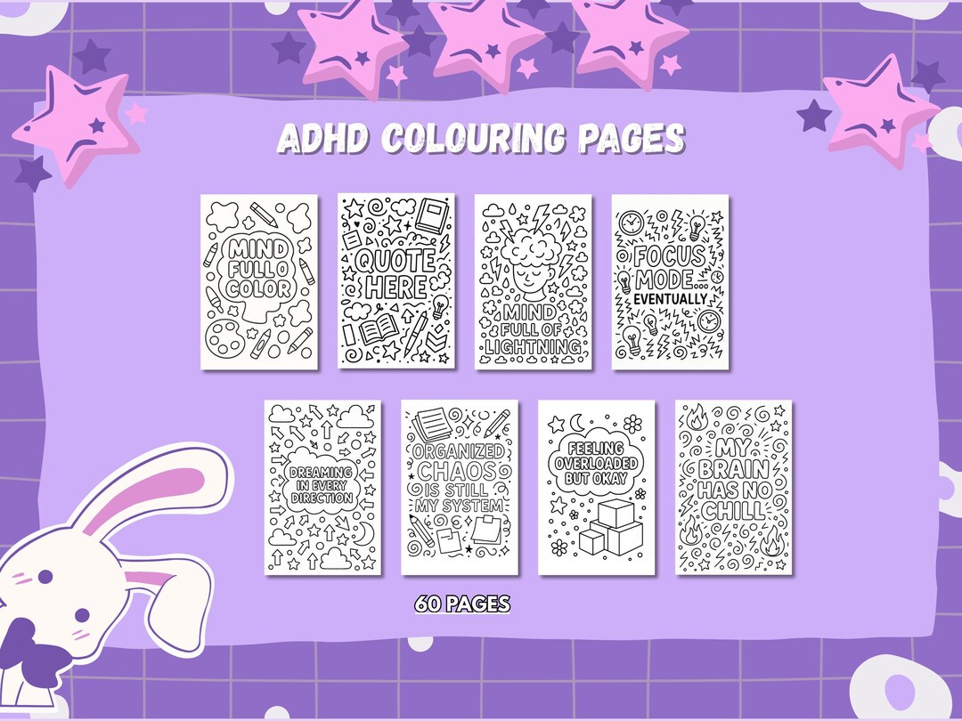 ADHD Coloring Pages | 60 Printable Coloring Sheets | Stress Relief ...
