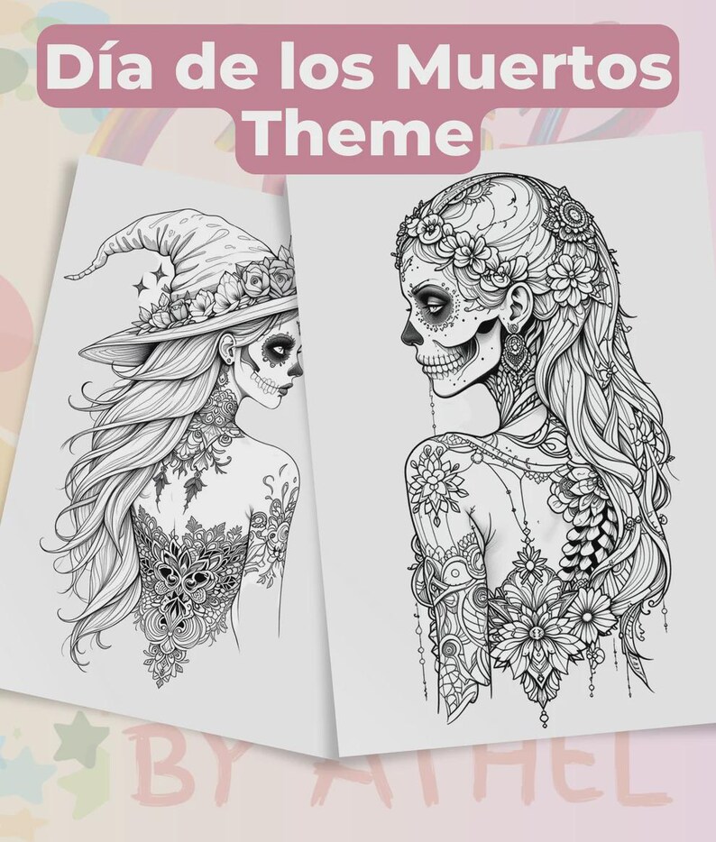 Dia De Los Muertos Coloring Book Bundle – 69 Printable Sugar Skull ...