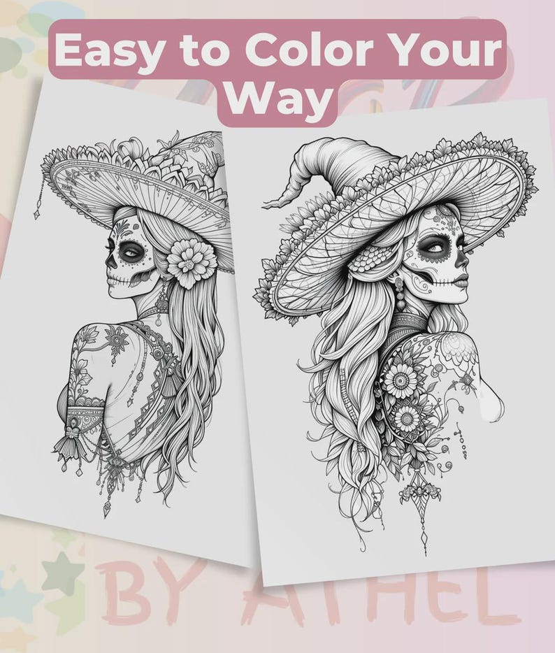 Dia De Los Muertos Coloring Book Bundle – 69 Printable Sugar Skull ...