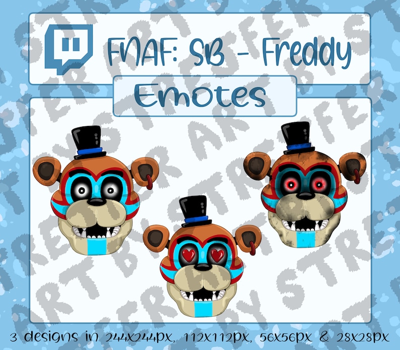FNAF Five Nights of Freddy's Security Breach Freddy Emotes for Twitch ...