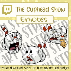The Cuphead Show - 14 Emotes Badges for Twitch! - Etsy