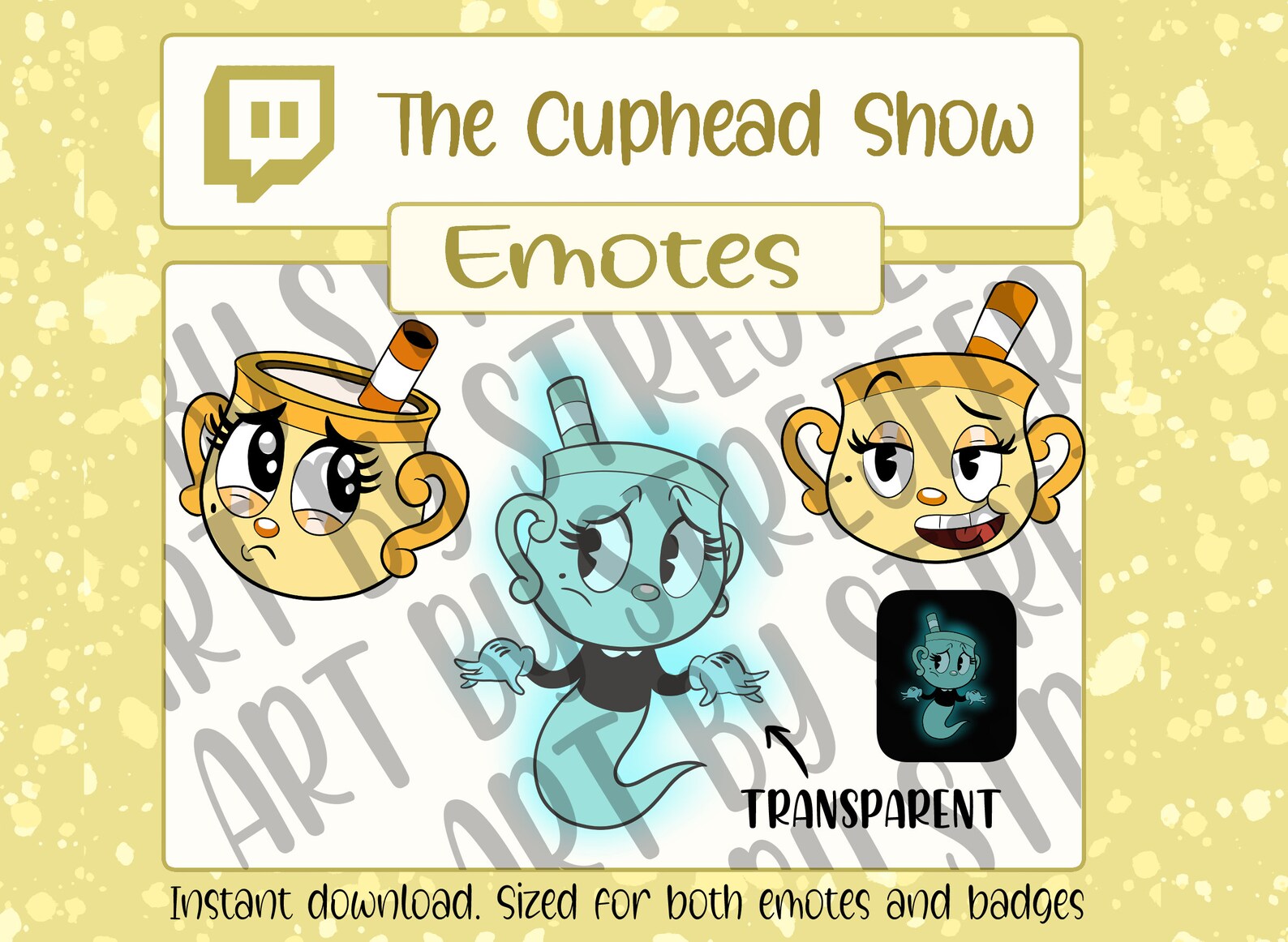 The Cuphead Show - 14 Emotes Badges for Twitch! - Etsy