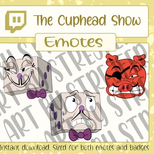 The Cuphead Show - 14 Emotes Badges for Twitch! - Etsy