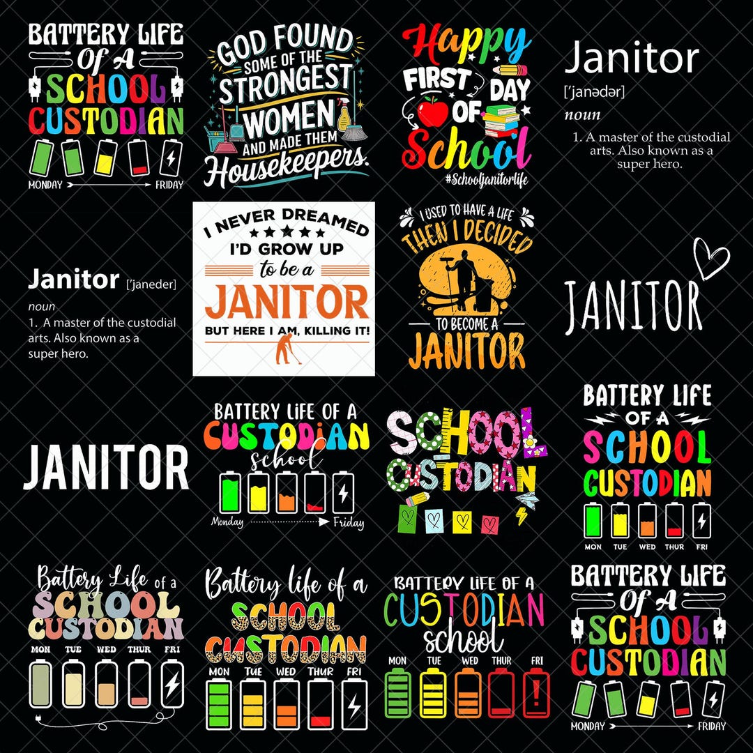 Janitor PNG Bundle, Funny School Custodian Appreciation Designs, Back ...
