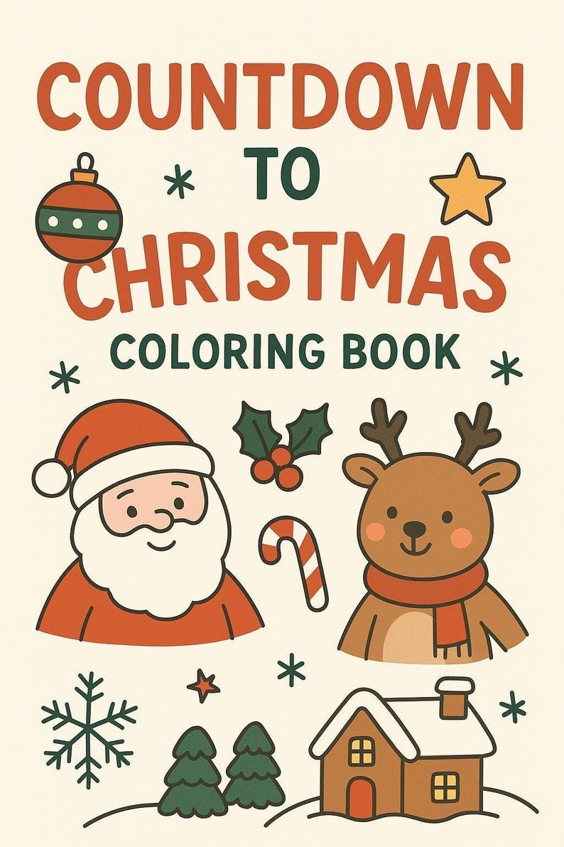 Christmas Countdown Coloring Pages, Kids Advent Activity - Etsy
