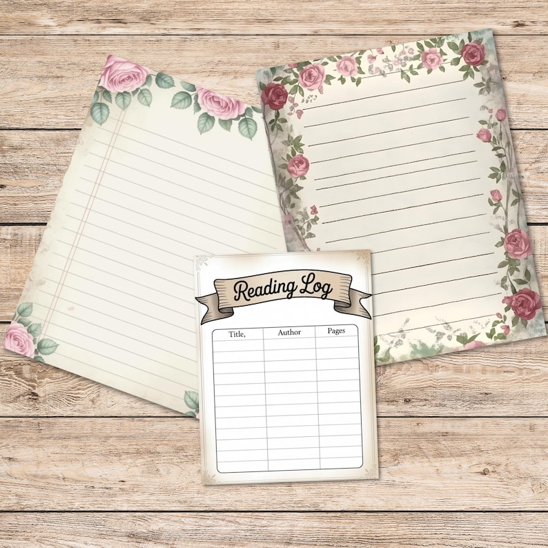 Shabby Chic Book Tracker Junk Journal Kit - No-sew Printable Reading ...