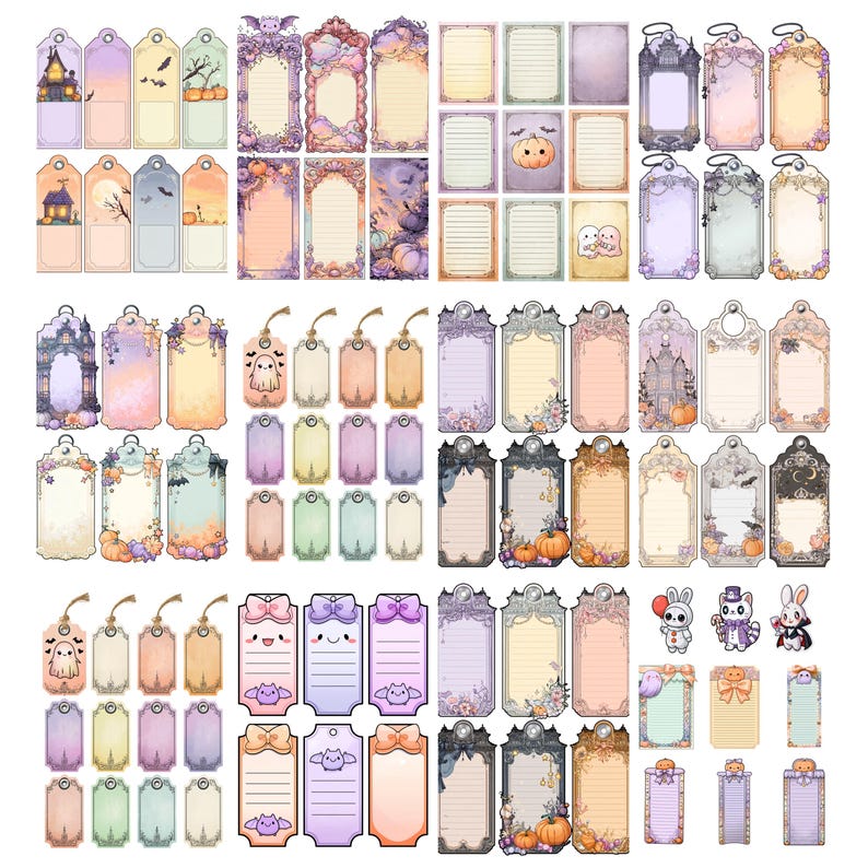 Kawaii Halloween Junk Journal Kit, Cute Spooky Printable Ephemera ...