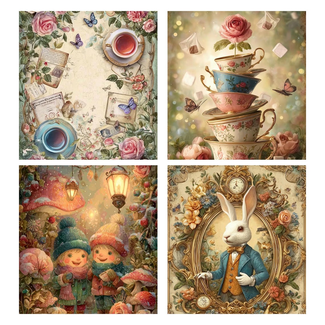 Alice in Wonderland Junk Journal Kit – Vintage Printable Pages, Digital ...