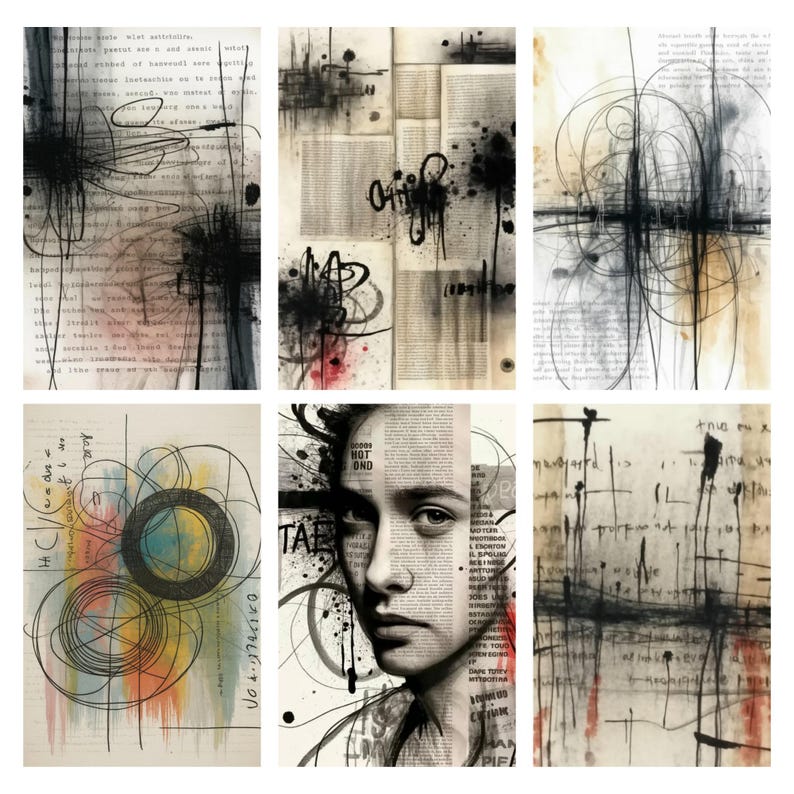 Abstract Wordless Pages, Watercolor Mosaic Printable Paper, Junk ...