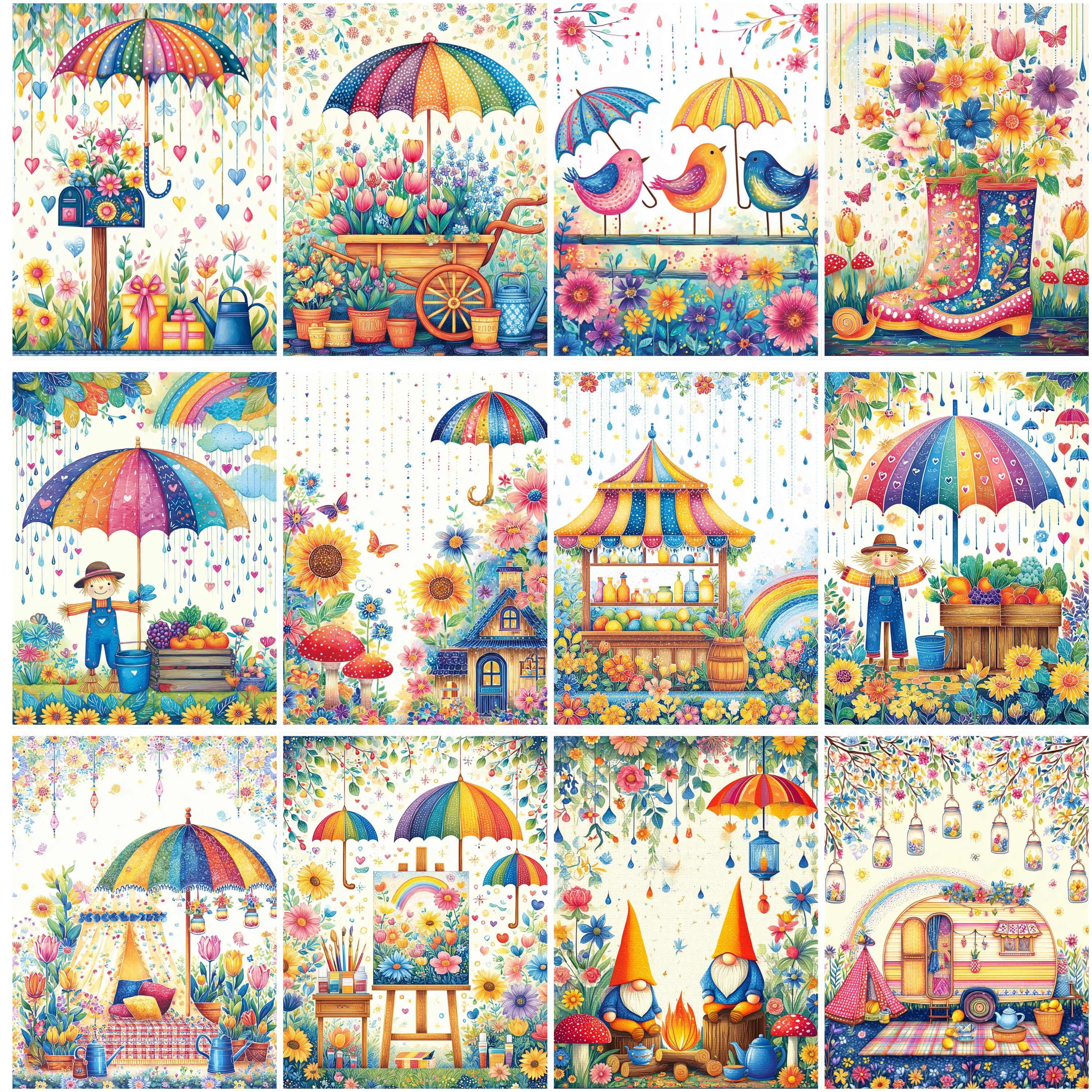 Whimsical Spring Junk Journal Pages | Cottagecore Rainbow Printables ...