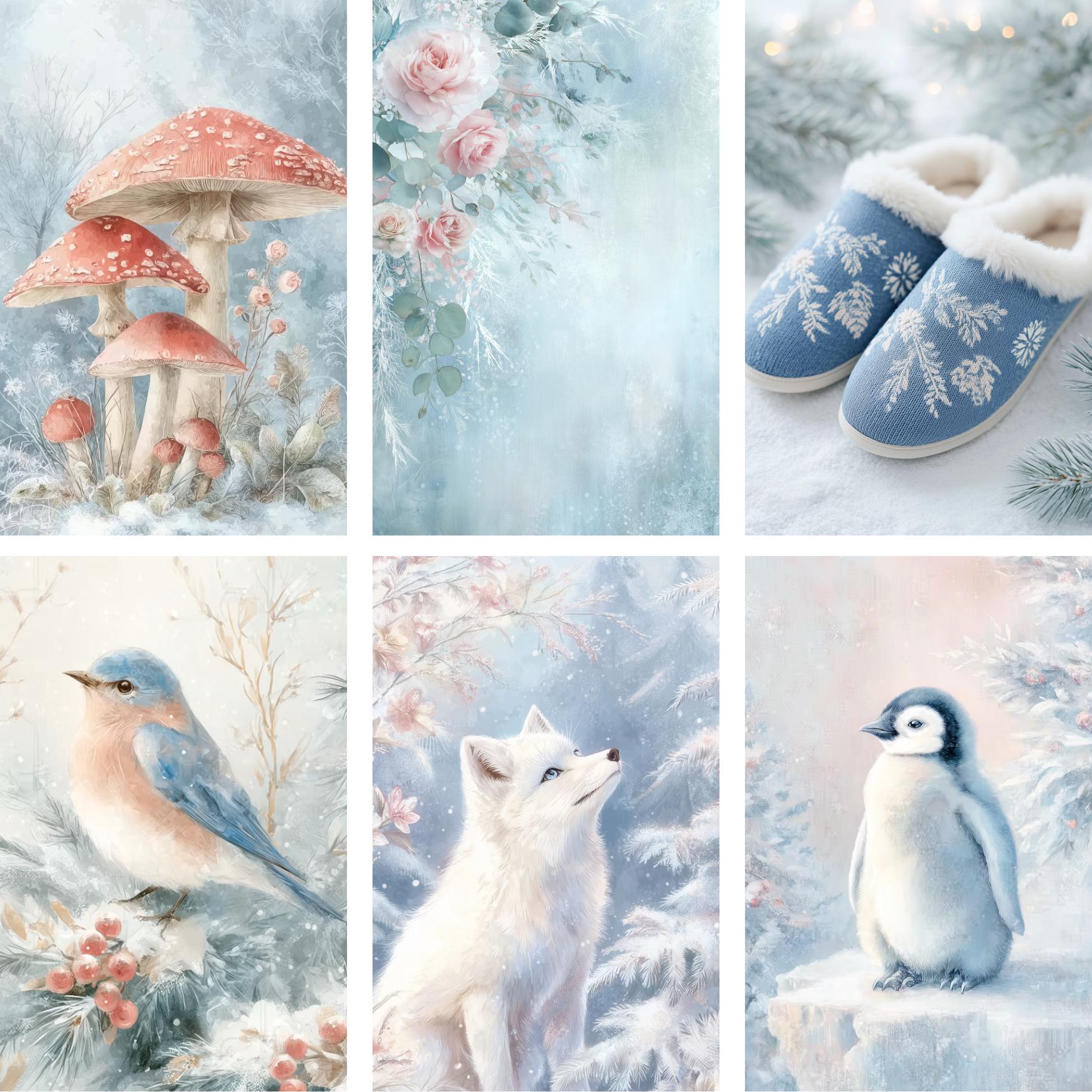 Icy Christmas Junk Journal Kit – Printable Winter Scene Pages, Snowy ...