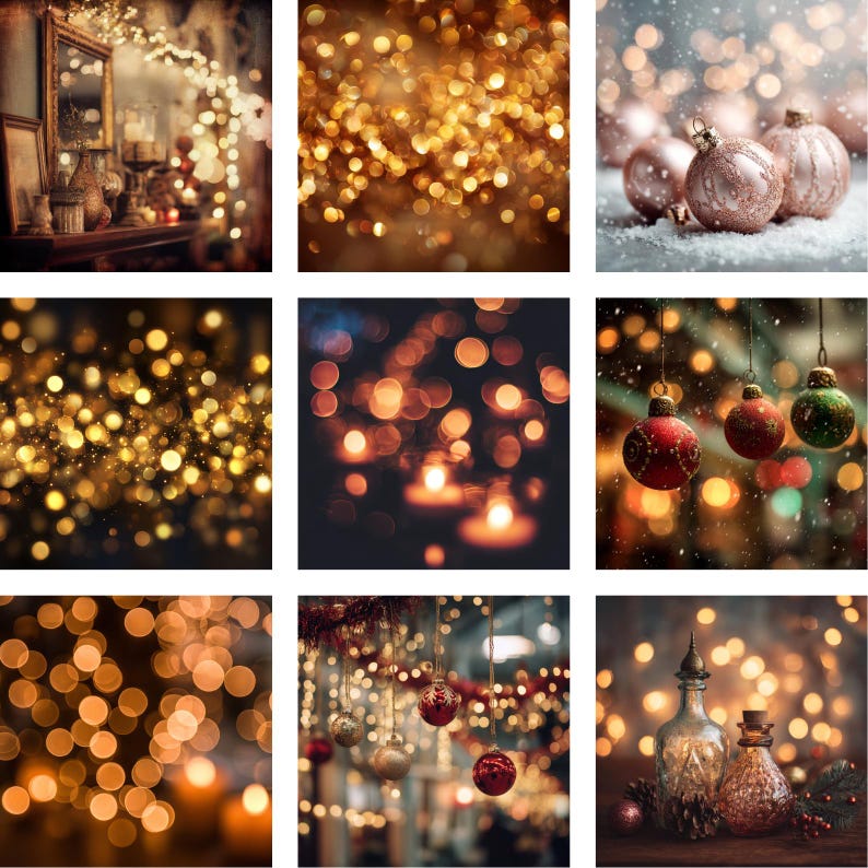 295+ Christmas Bokeh Digital Backdrop, Holiday Photo Background ...