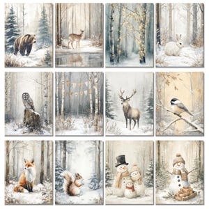 Forest Christmas Junk Journal Kit – Winter Woodland Animals, Rustic ...