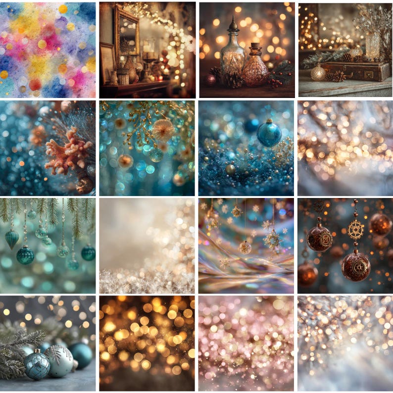 295+ Christmas Bokeh Digital Backdrop, Holiday Photo Background ...