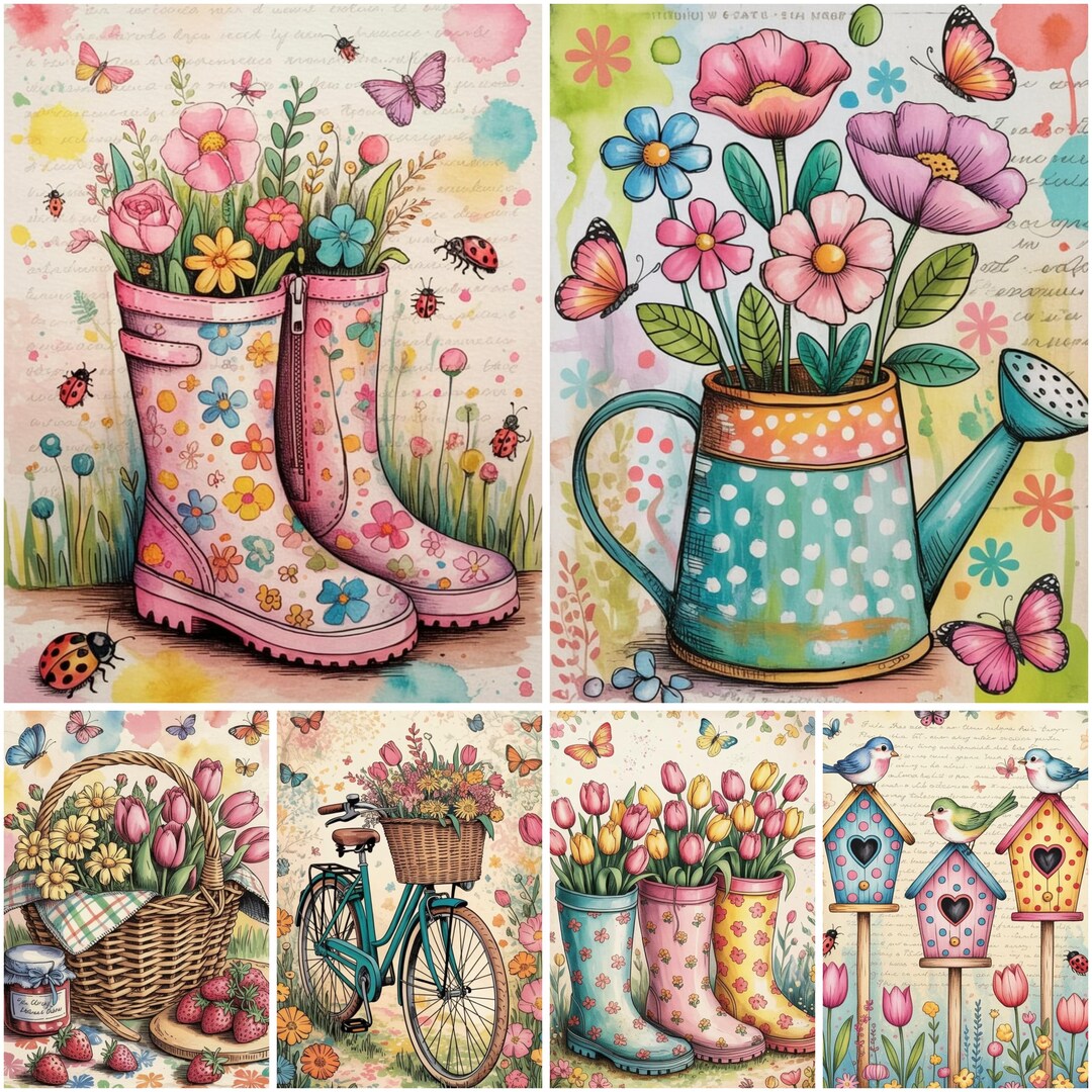 Whimsical Spring Junk Journal Pages: Cottagecore Floral Printable ...