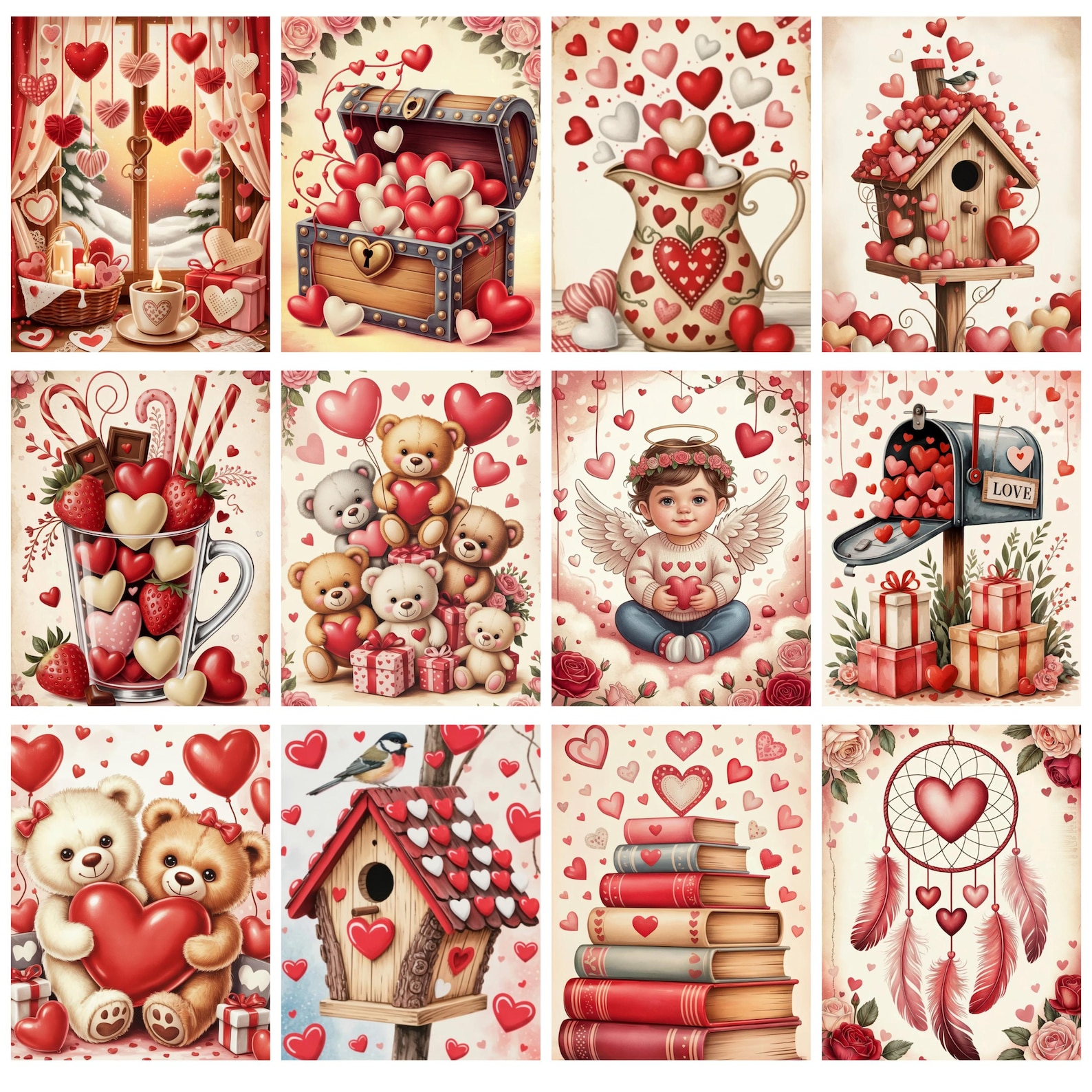 Valentine's Day Junk Journal Kit | Printable Love Pages, Romantic ...