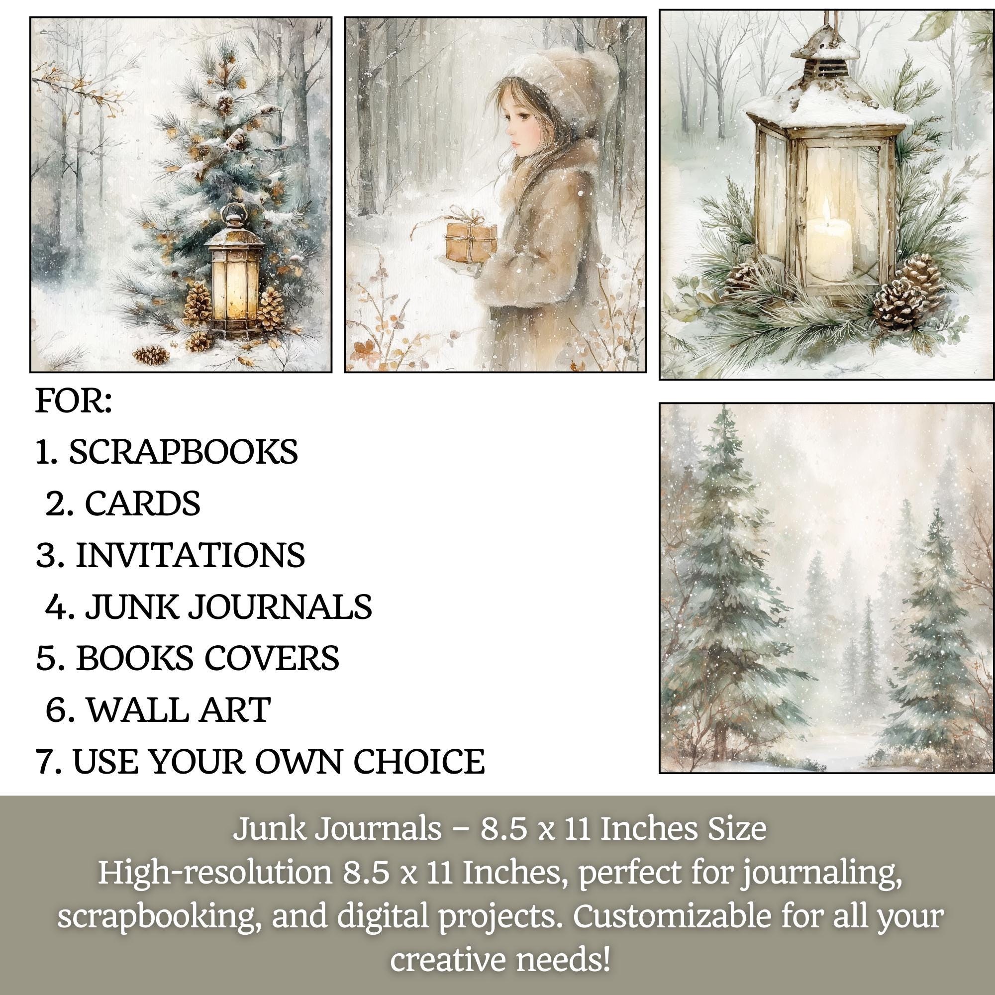 Rustic Winter Junk Journal Kit Digital | Snowy Forest Printable Pages ...