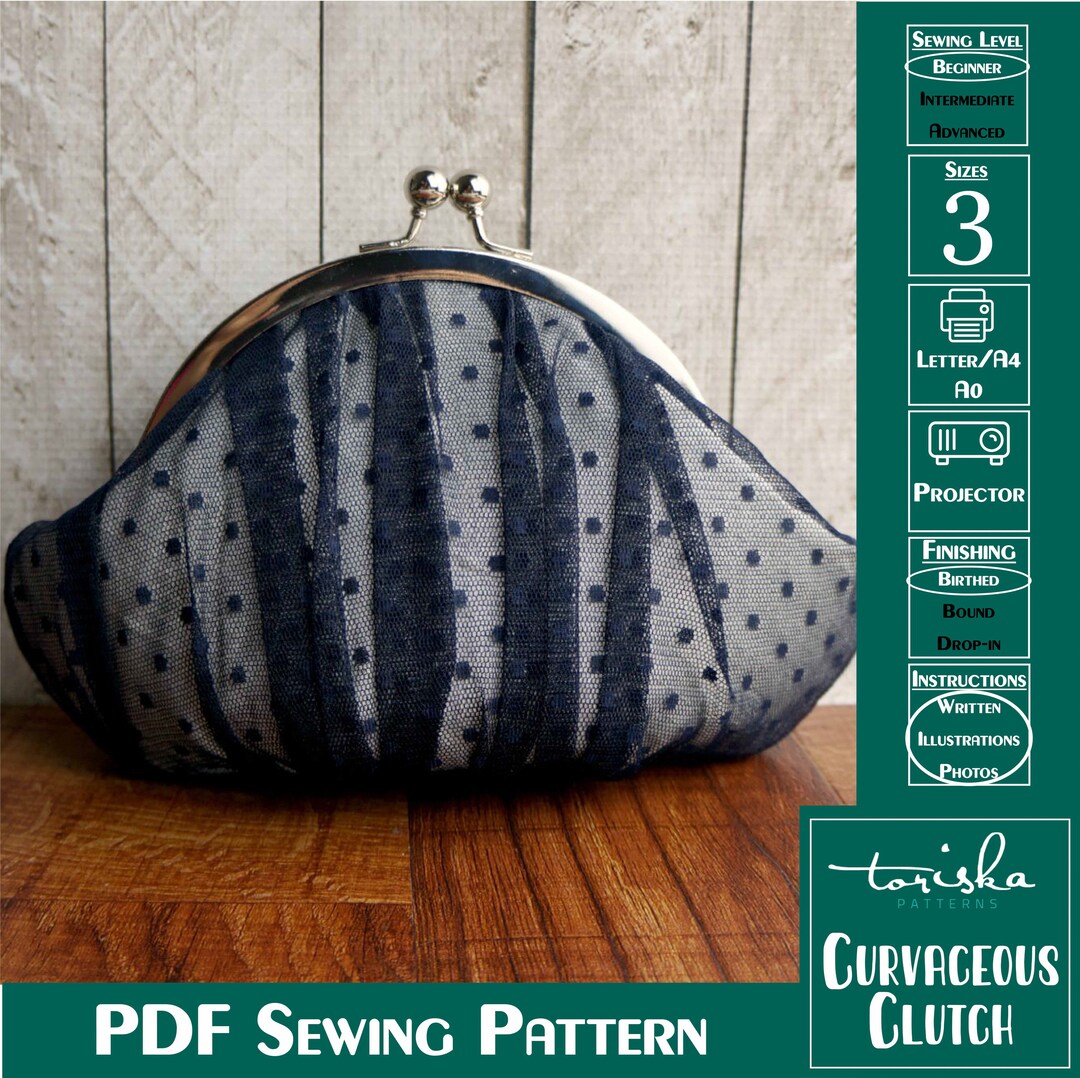 Half Round Frame Clutch Purse PDF Sewing Pattern, Evening Bag - Etsy