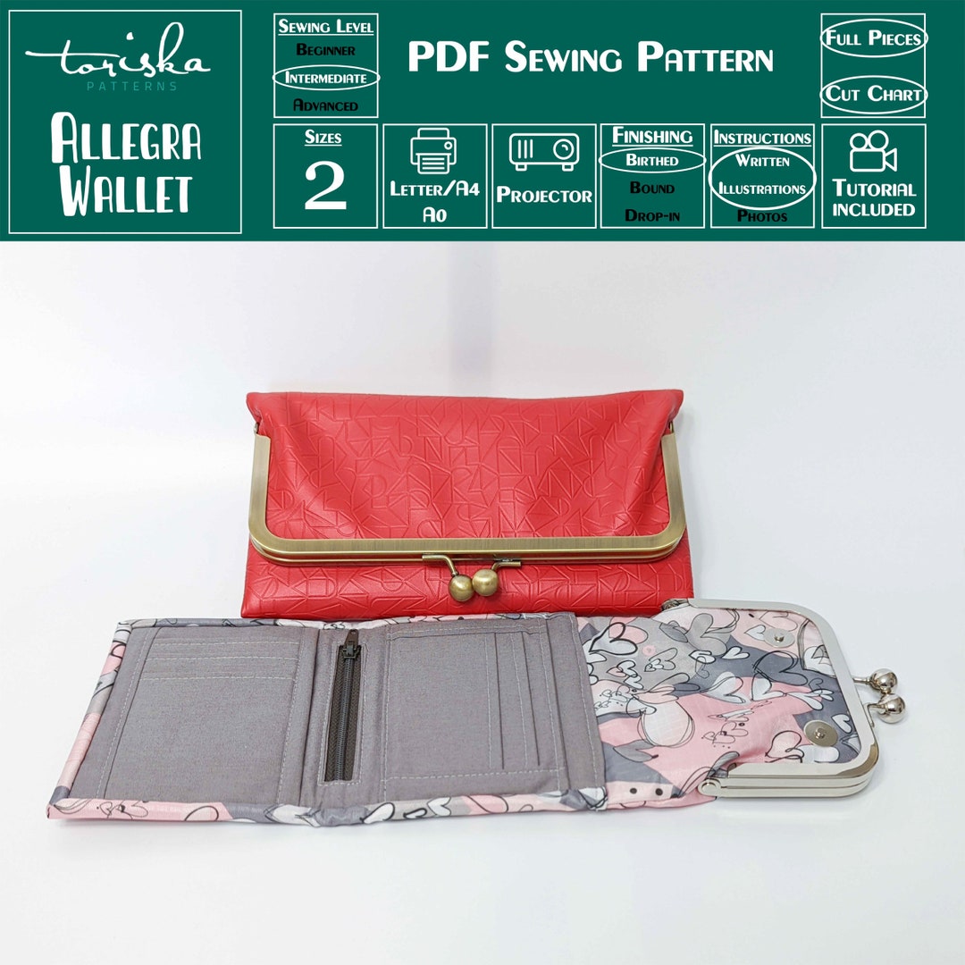 Womens Trifold Wallet PDF Sewing Pattern, Frame or Zipper Wallet - Etsy