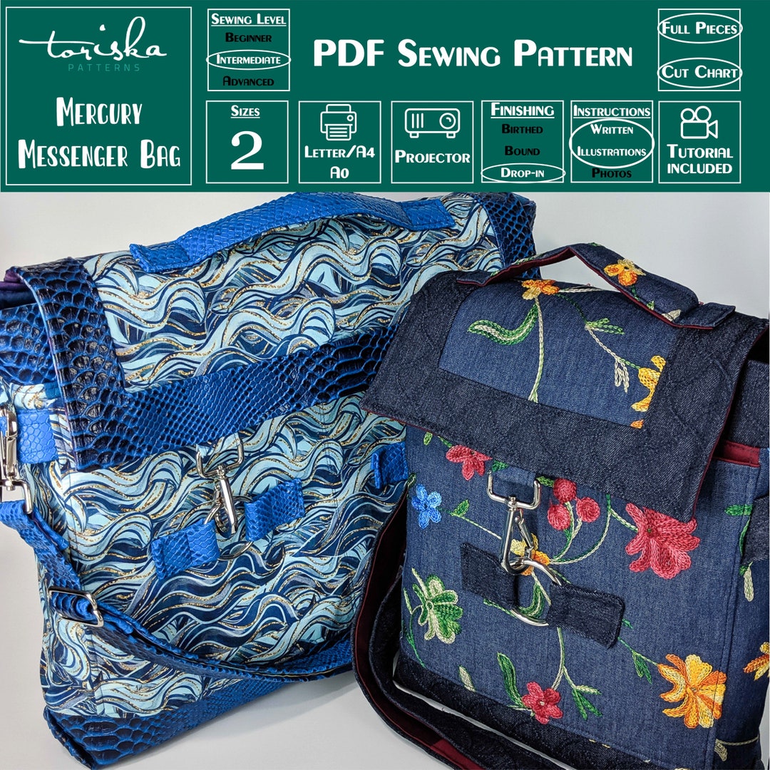 Messenger Bag, Laptop Bag PDF Sewing Pattern, Crossbody or Shoulder - Etsy