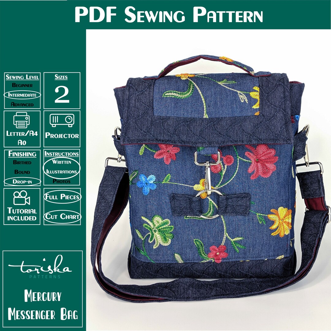 Laptop Bag, Briefcase, Messenger Bag, PDF Sewing Pattern, Projector and ...