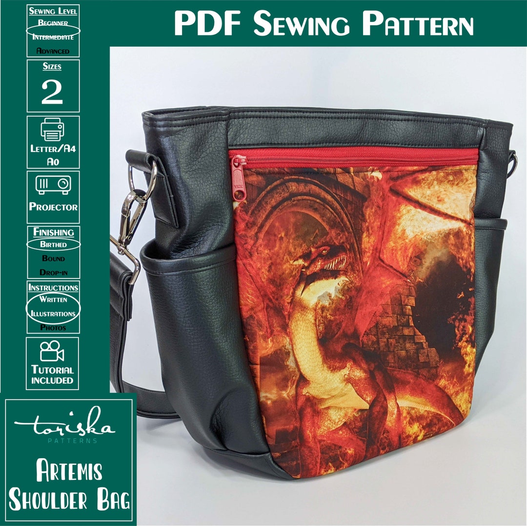 Artemis Shoulder Bag by Toriska, Slouchy Handbag Purse PDF Sewing ...
