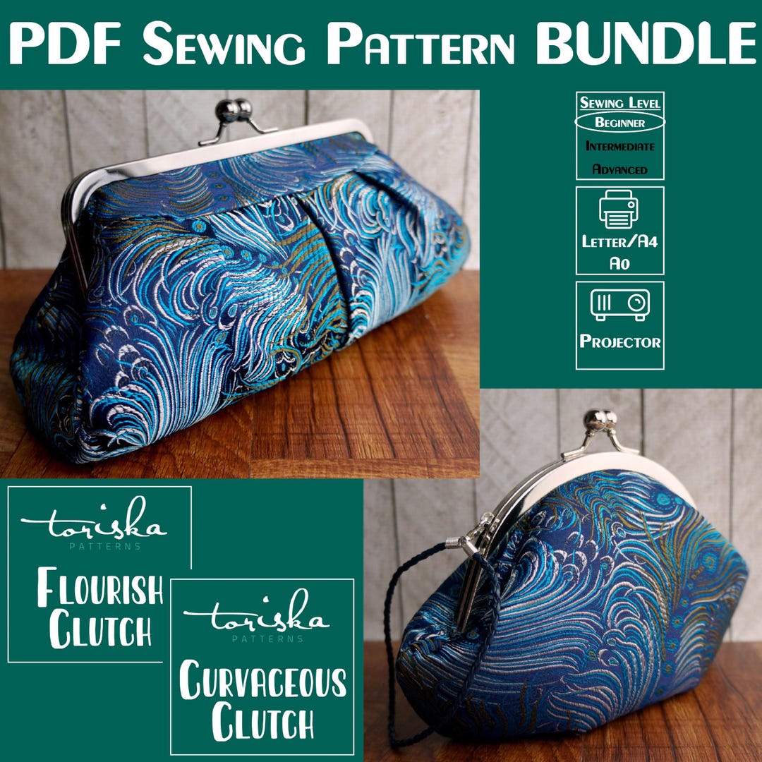 Frame Clutch PDF Sewing Pattern Bundle: Round & Rectangle - Etsy