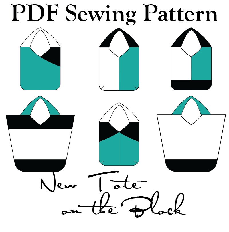 Color Block Tote Bag PDF Sewing Pattern, Large Tote, Zipper Option - Etsy